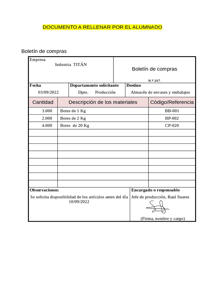 BOLETÍN DE COMPRAS | PDF