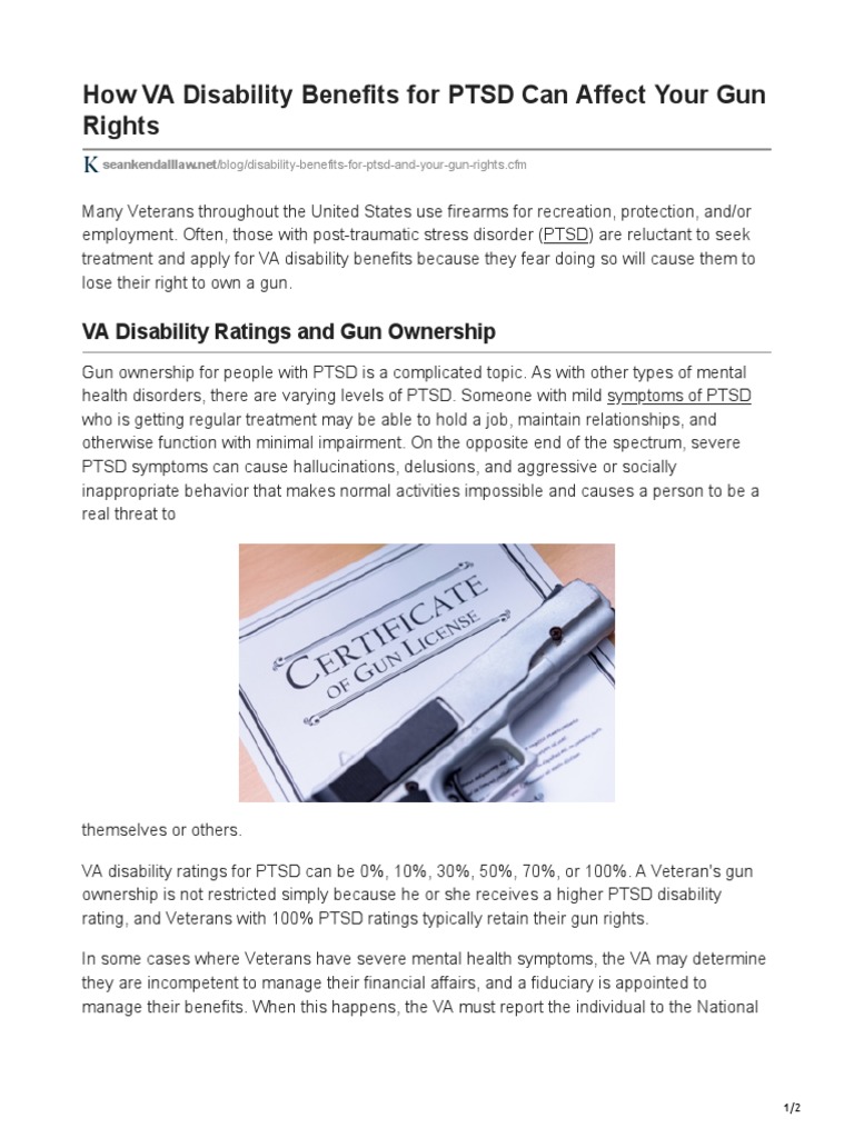 How VA Disability Benefits For PTSD Can Affect Your Gun Rights | PDF ...