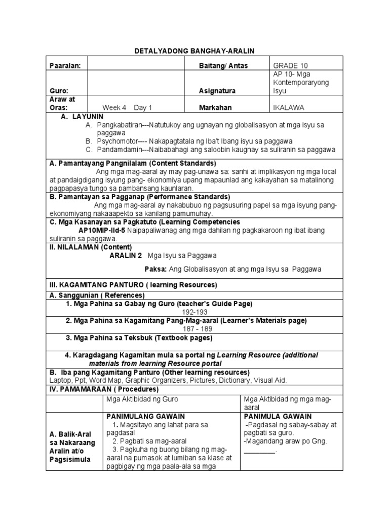 DETALYADONG BANGHAY Ap 2q | PDF