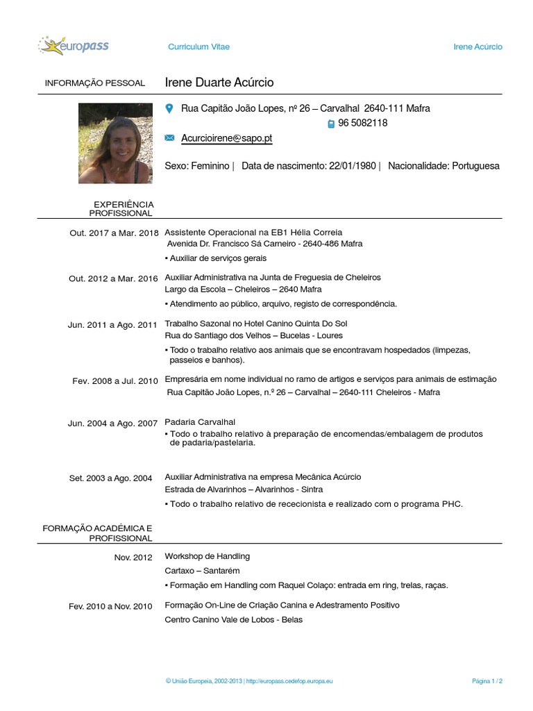 CV Irene | PDF | Medicina Veterinária