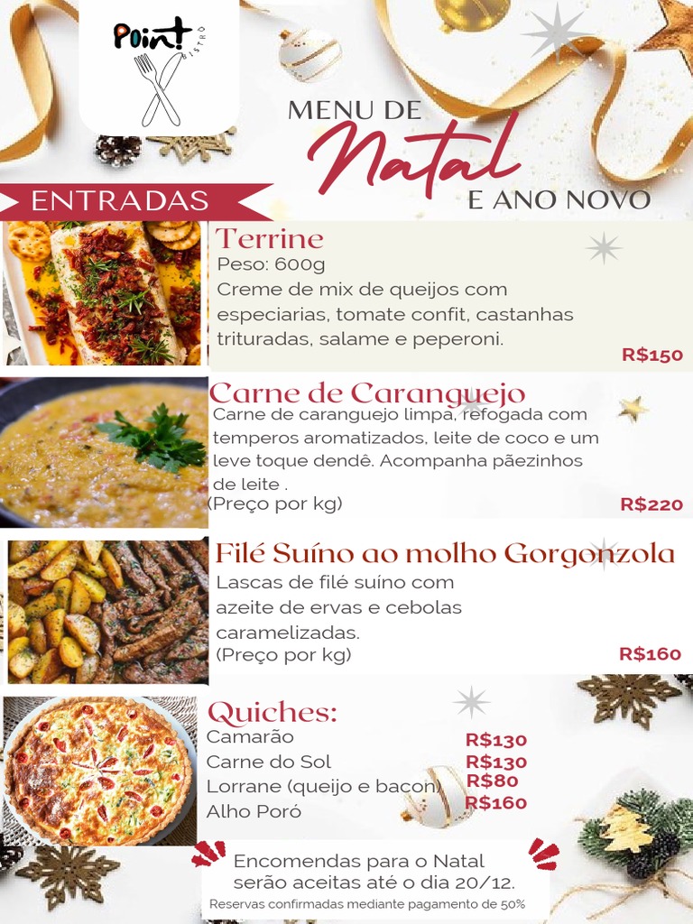 Cardápio Natalino Menu Minimalista Estrela de Natal Cinza e Vermelho ...