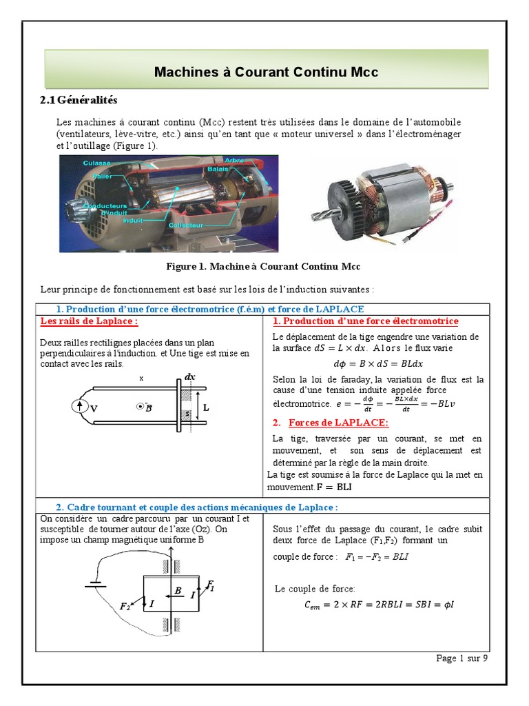 Machines À Courant Continu MCC: 2.1 Généralités | PDF | Générateur électrique | Champ magnétique