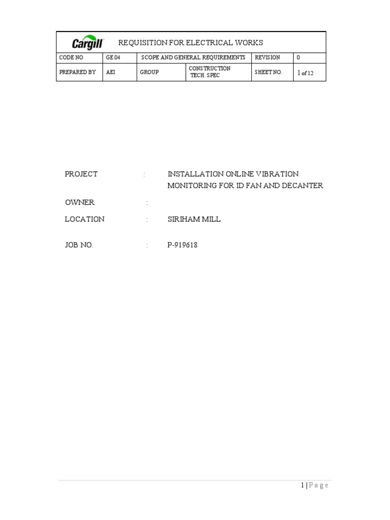 Vibration Monitoring Installation Specs | PDF | Specification ...