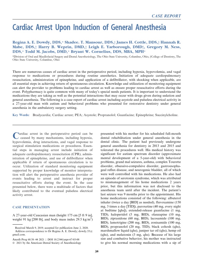 Cardiac Arrest Upon Induction of General Anesthesia | PDF ...
