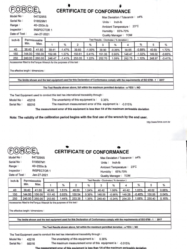 2.certificados de Calibracion Torque | PDF | Calibration | Engineering ...