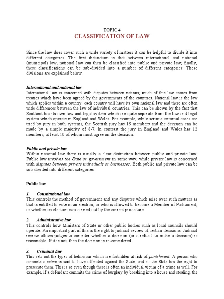 Classifying Public and Private Law | PDF | Crimes | Crime & Violence