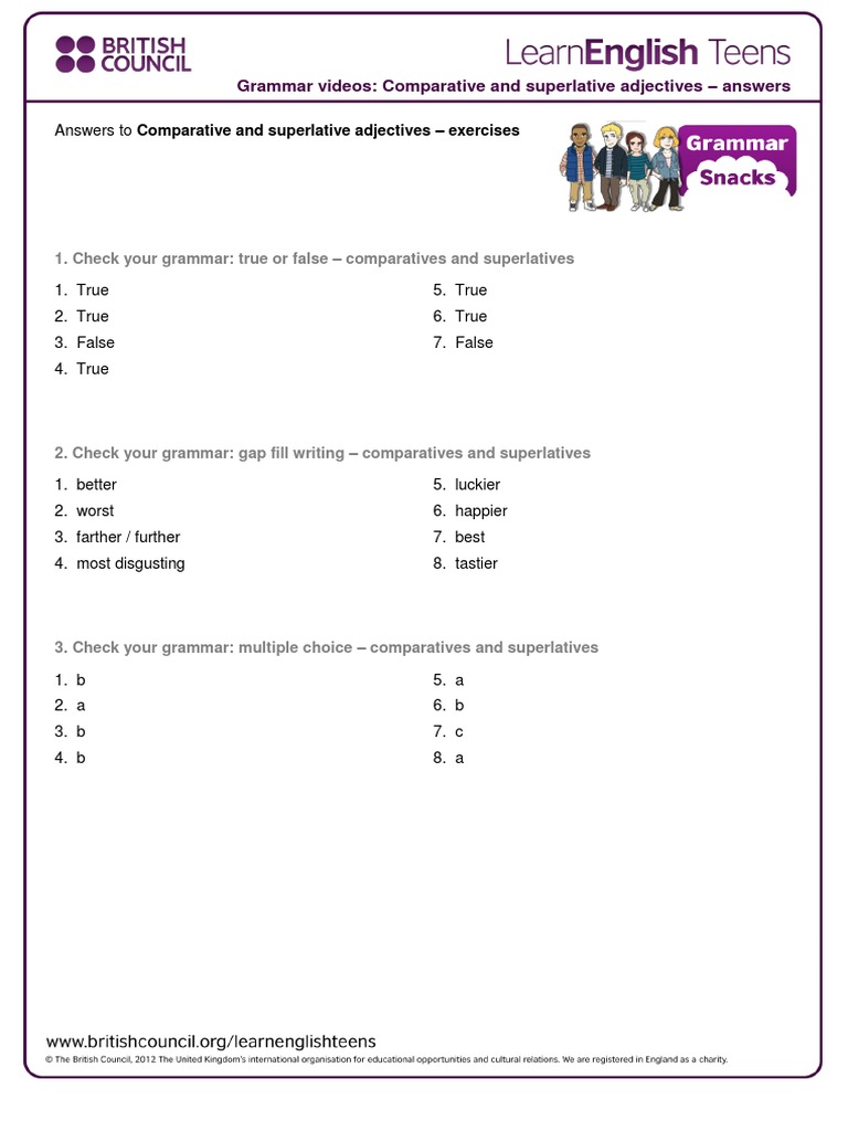 Comparatives and Superlatives - Answers 1 | PDF