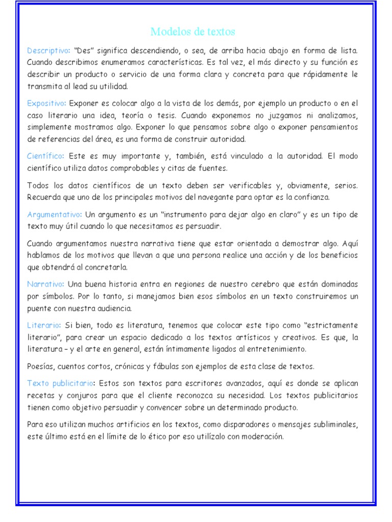 Modelos de Textos | PDF | Escritura | Comunicación