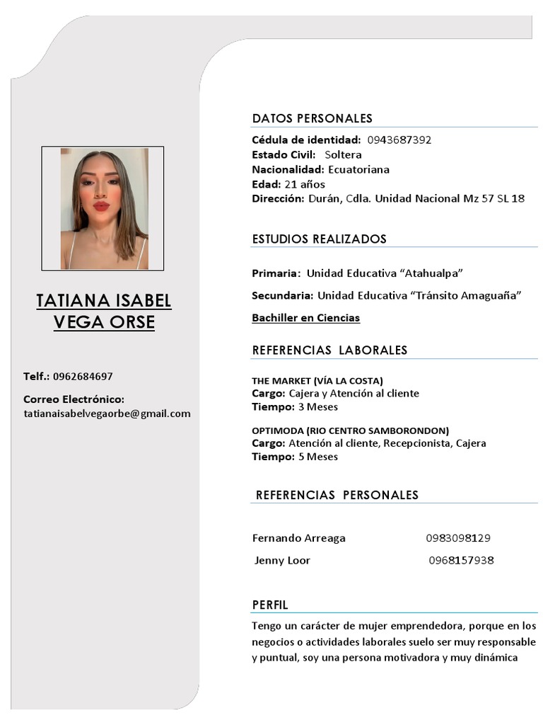Curriculum Tatiana Vega | PDF