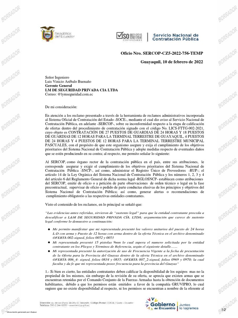 Sercop CZ5 2022 756 Temp | PDF | Gobierno | Justicia