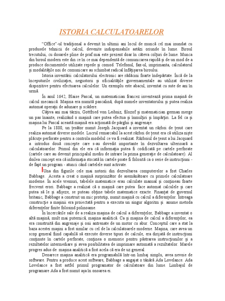 Istoria Calculatoarelor | PDF