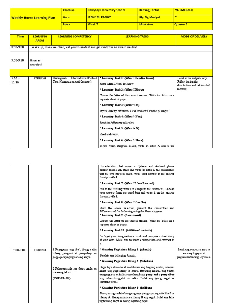 WHLP WEEK 7 Quarter 2 IMP | PDF | Learning