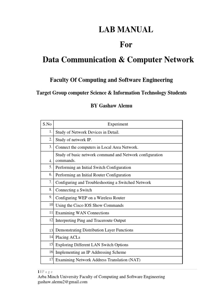 Data Communication & Computer Networking-lab-Manual | Download Free PDF | Computer Network ...