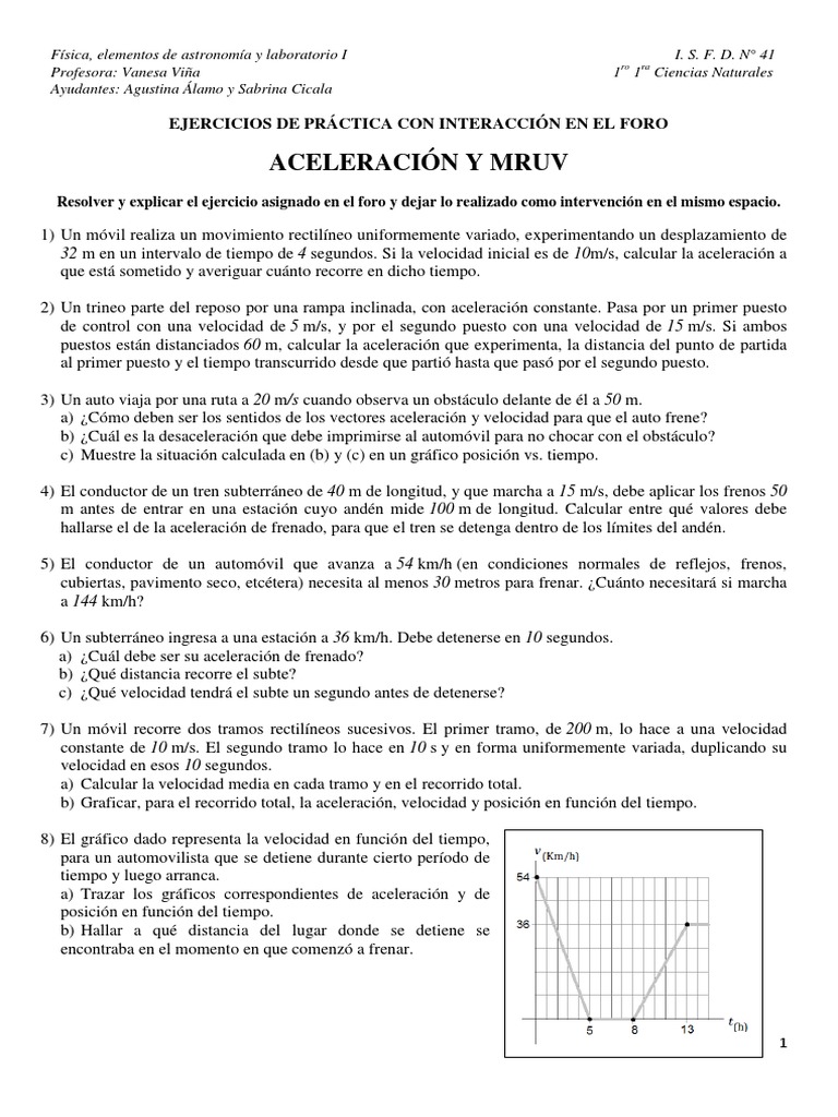 Practica en Foro - MRUV | PDF | Aceleración | Velocidad