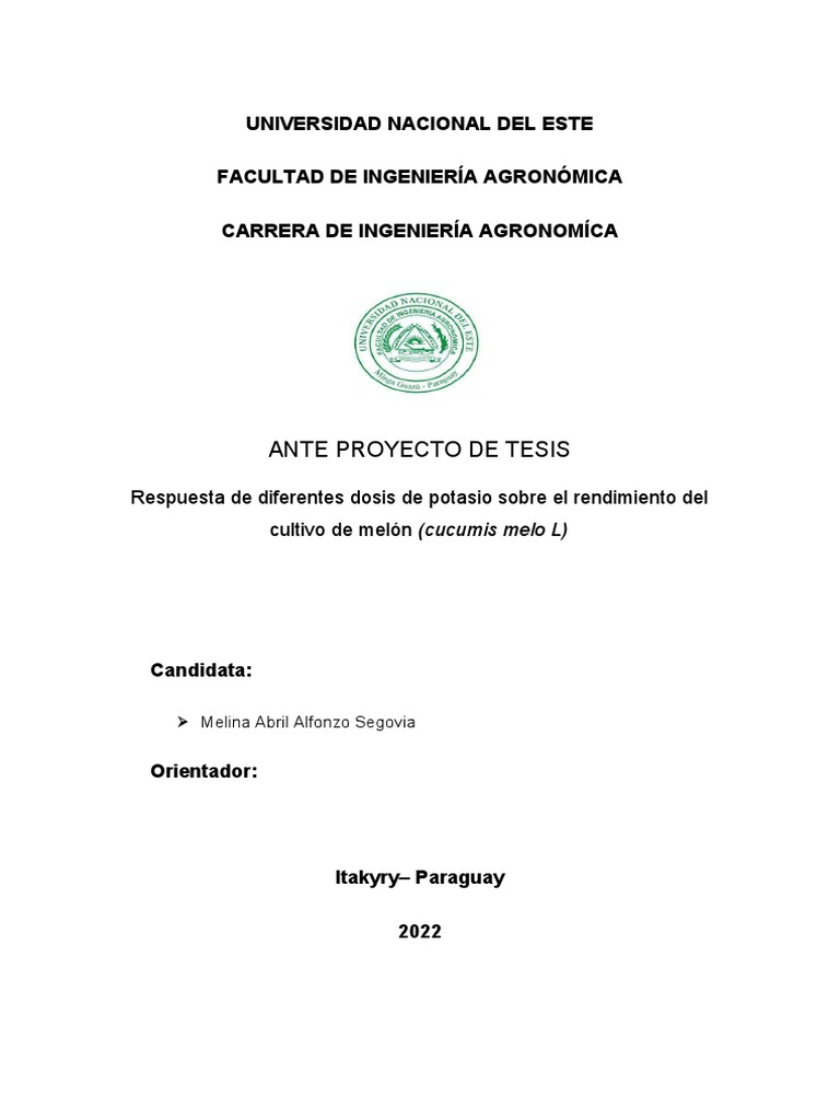 Modelo de Anteproyecto - para Proyecto de Tesis | PDF Modelo de Anteproyecto - para Proyecto de Tesis | PDF
