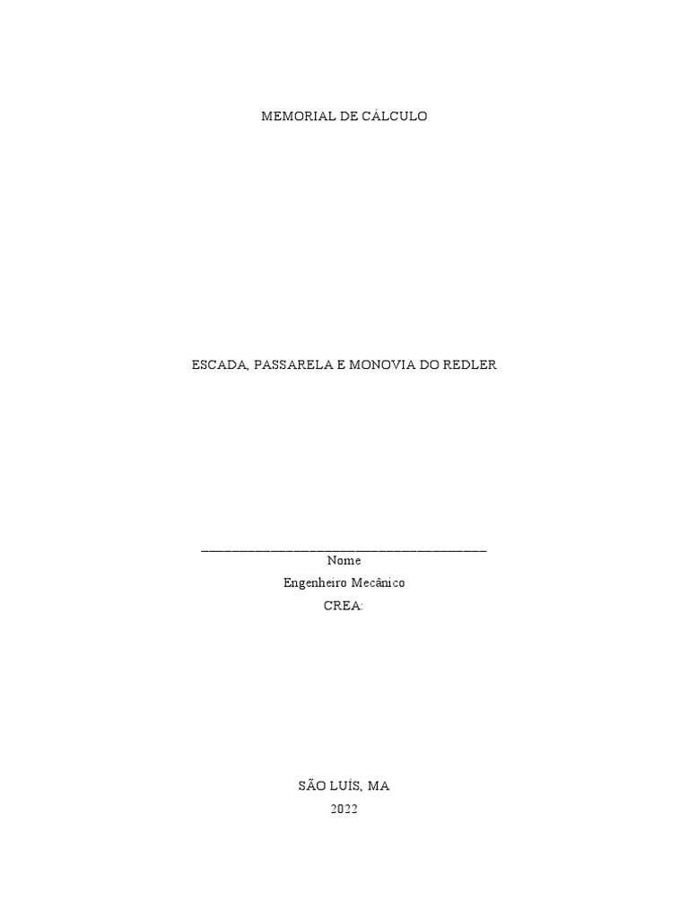 MEMORIAL DE CÁLCULO | PDF | Flambagem | Estresse (Mecânica)