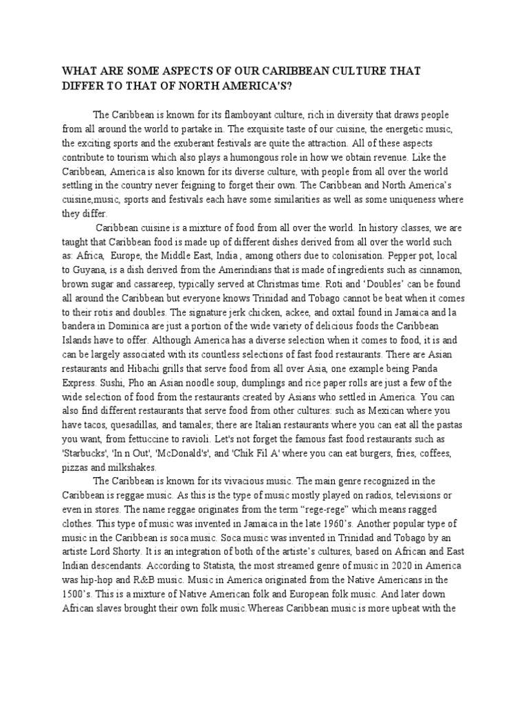Caribbean Society Essay Draft | PDF | Carnival | Foods
