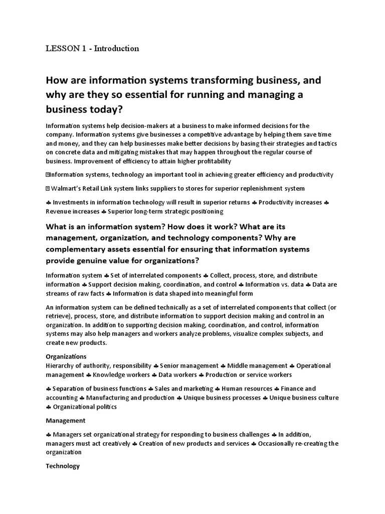 Lesson 1 | PDF | Information System | Information