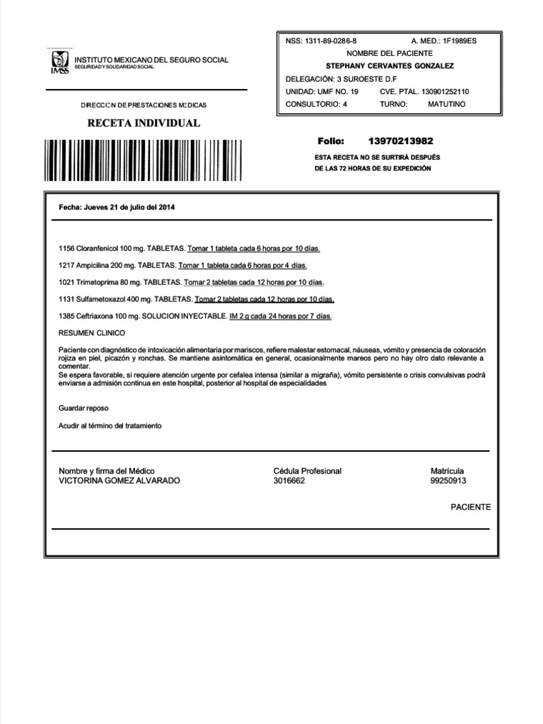Receta-Imss | PDF | Medicina | Especialidades Medicas