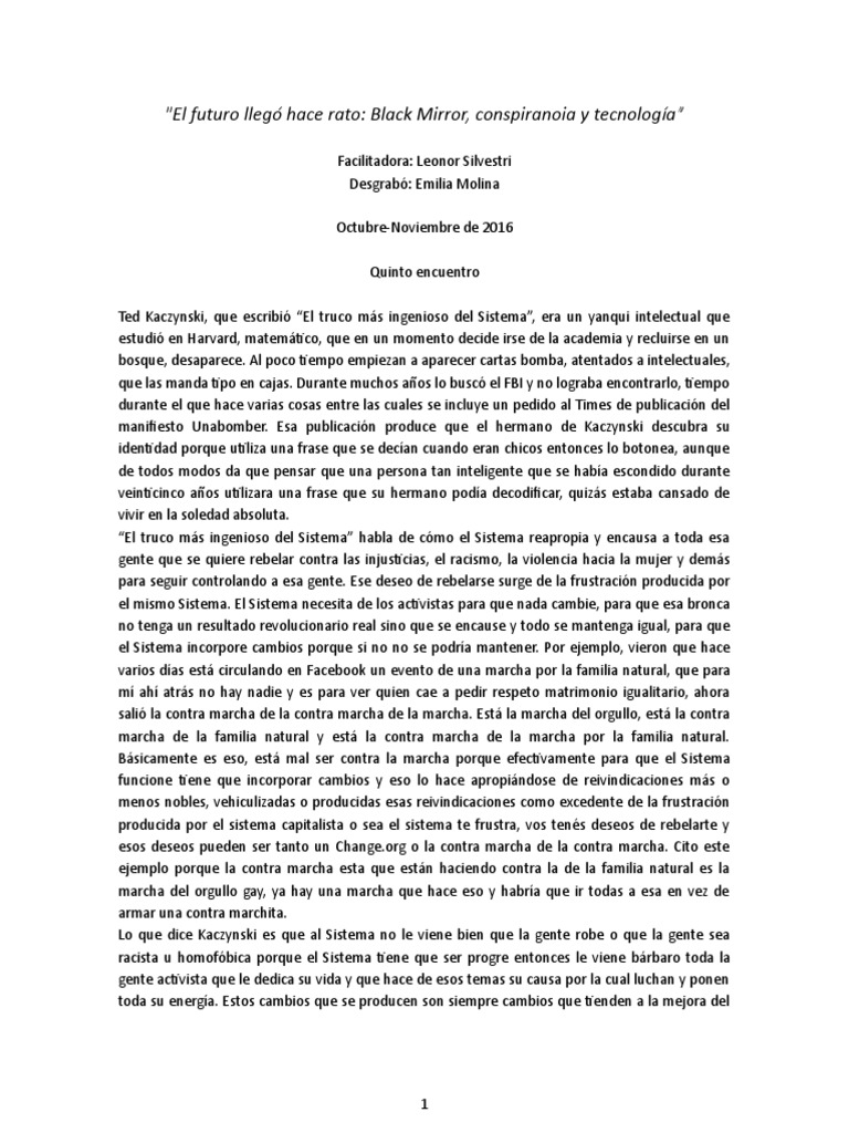 "Kaczynski y la Rebelión Controlada" | PDF | Complejo de Edipo | Psicoanálisis