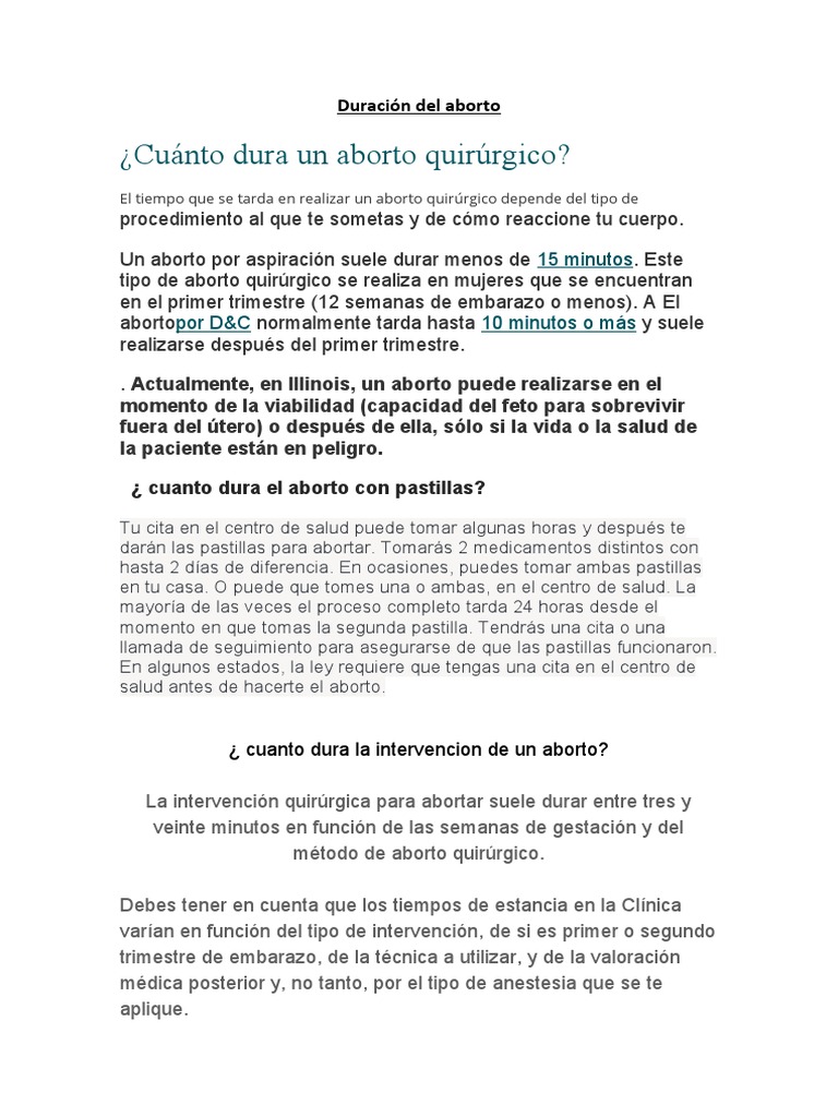 Duración Del Aborto | PDF | Aborto | El embarazo