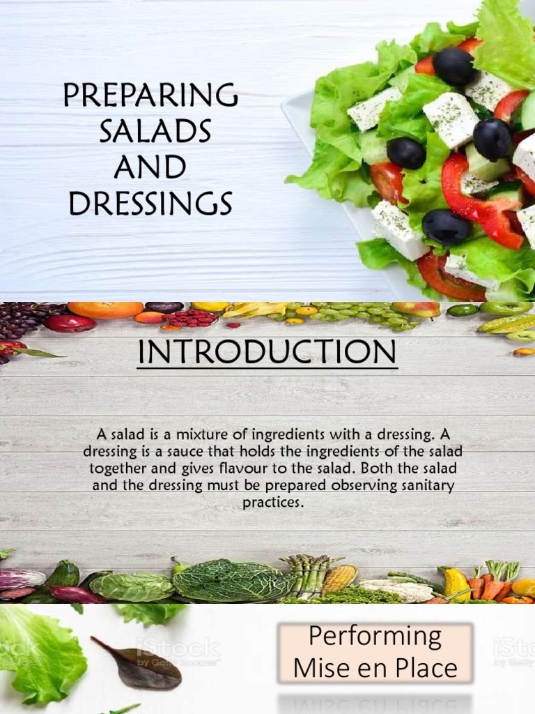 q2 Grade 9 Lesson 2 Preparing Salads and Dressings | PDF | Salad | Food ...