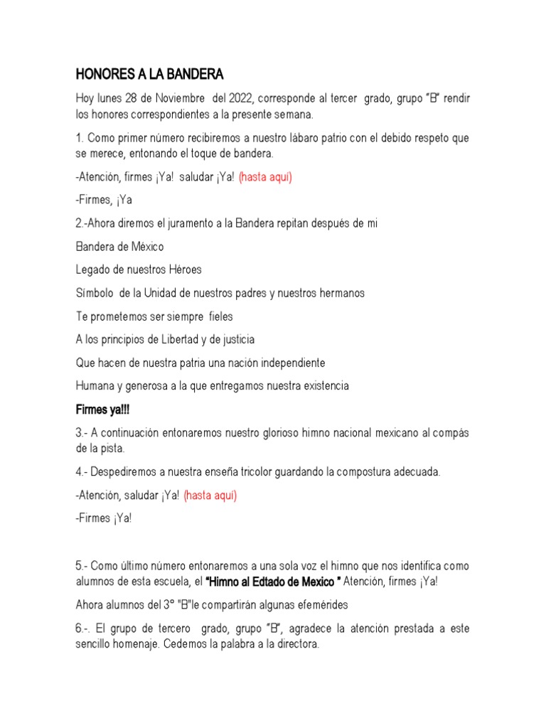 Honores A La Bandera | PDF