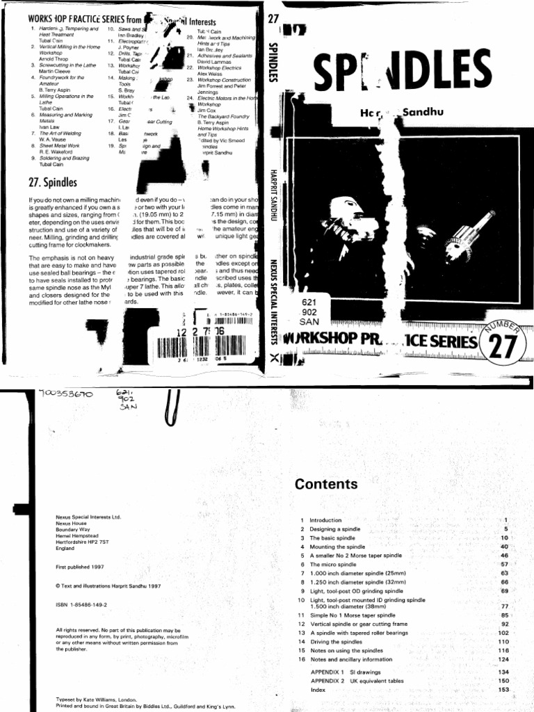 Auxiliary Spindle Construction Guide | PDF | Machining | Machines