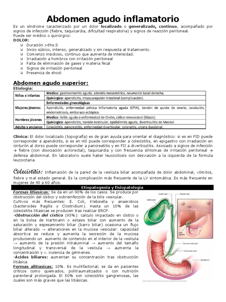 Abdomen Agudo Inflamatorio: Diagnóstico y Manejo | PDF | Especialidades ...