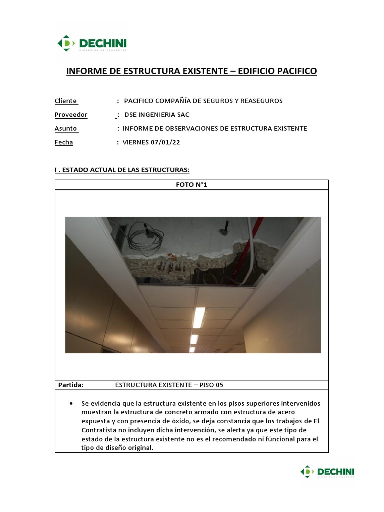Informe Estructuras Existentes Edificio Pacifico Pdf 5343
