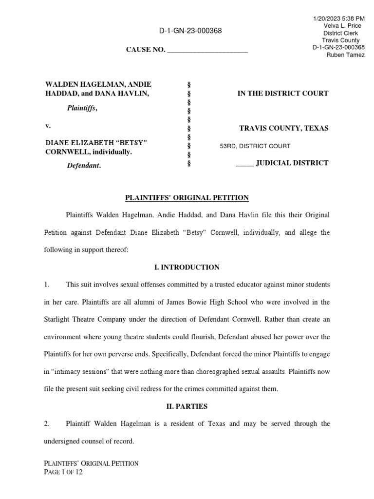 2023.01.20 Hagelman Et Al v. Cornwell | PDF | Damages | Injunction