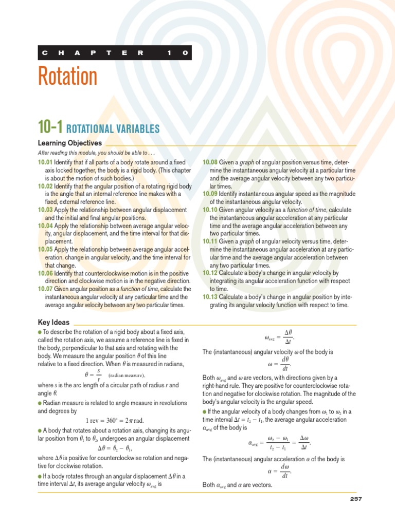 Rotational Motion and Variables | PDF | Rotation Around A Fixed Axis ...