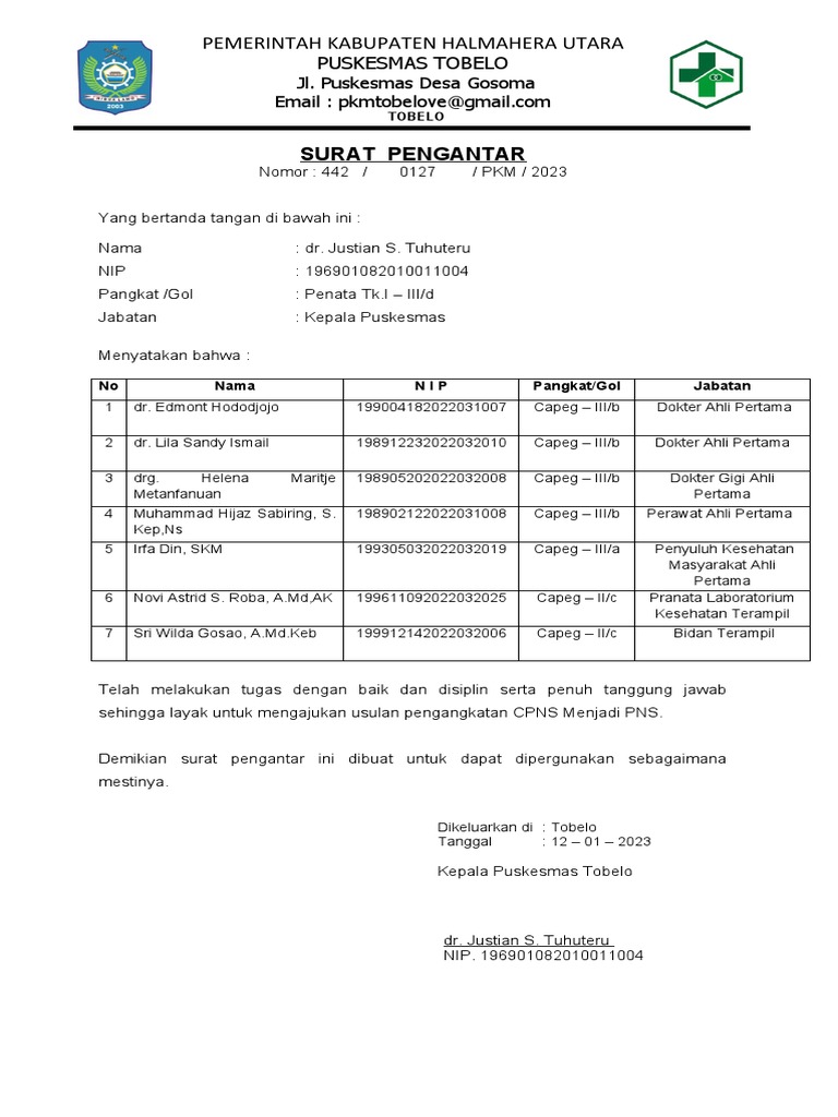Surat Pengantar PNS 2022 | PDF
