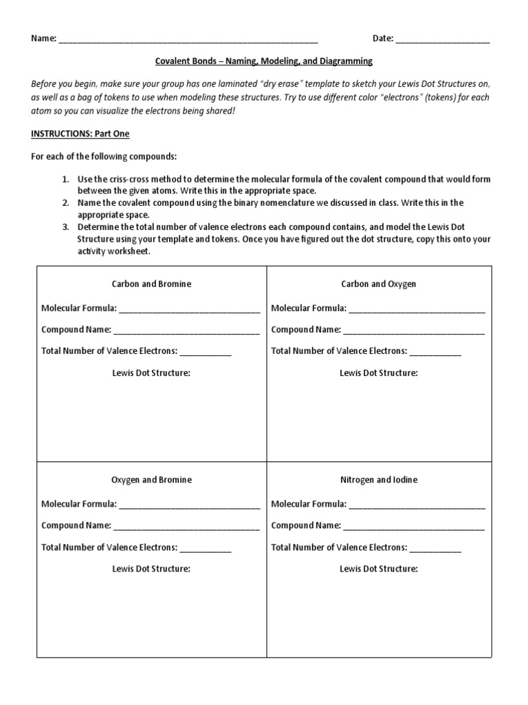 Assessment Activity Covalent Compounds | PDF | Covalent Bond | Chemical ...