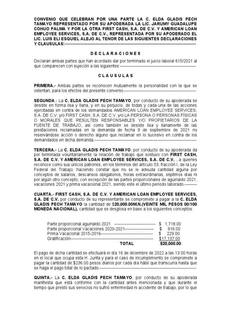 First Cash, S.A. de C.V. y American Loan Employee Services, S.A. de C.V ...