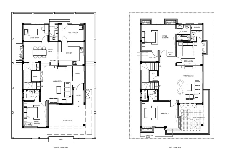 Floor Plans for a Two Story House with Ten Rooms, Three Bathrooms, and ...