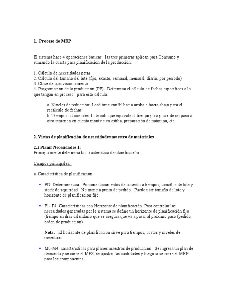 MRP Notas Explicación Luis Evelio | PDF | Planificación | Obtención