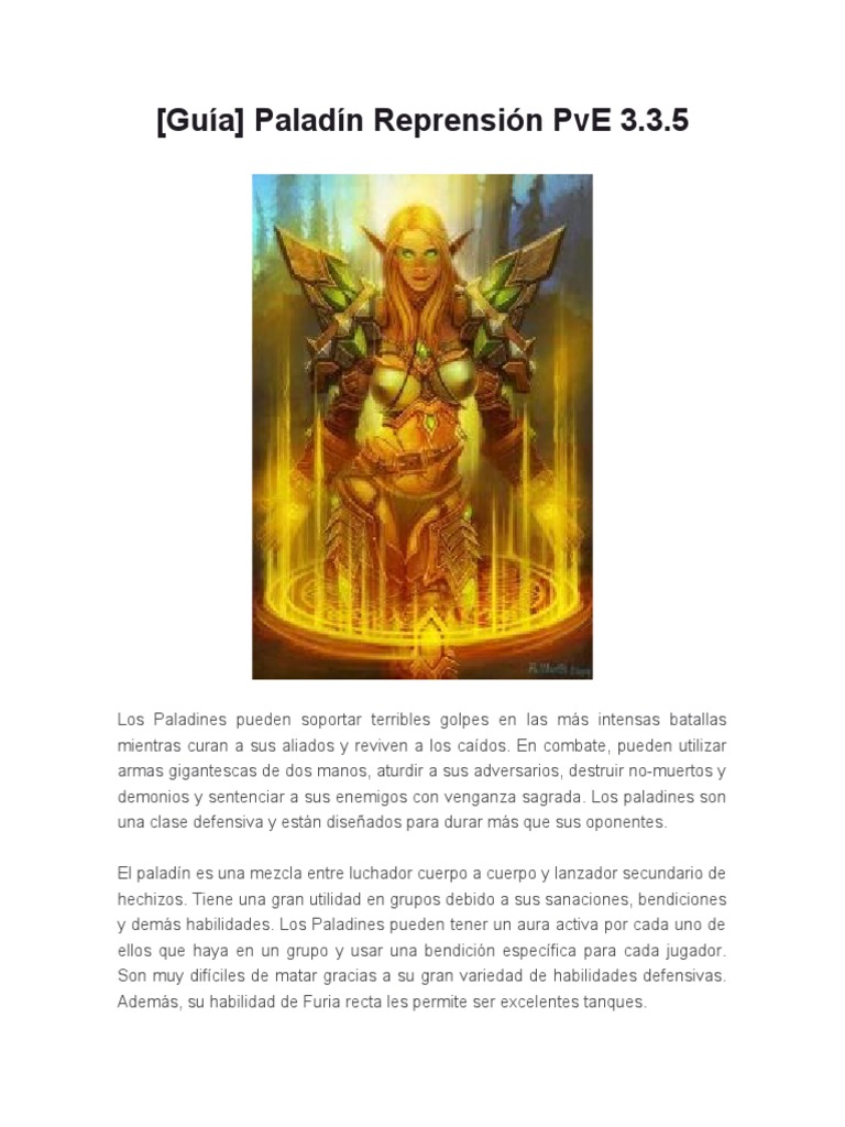 (Guía) Paladin - Retribucion PvE (3.3.5) | PDF