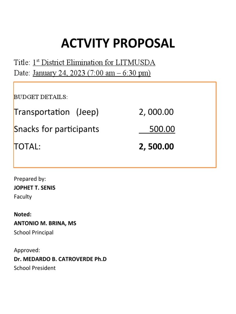 1st District LITMUSDA Event Proposal | PDF | Science & Mathematics