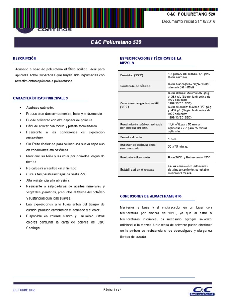 2520-C&C Poliuretano 520 | PDF | Aluminio | Poliuretano