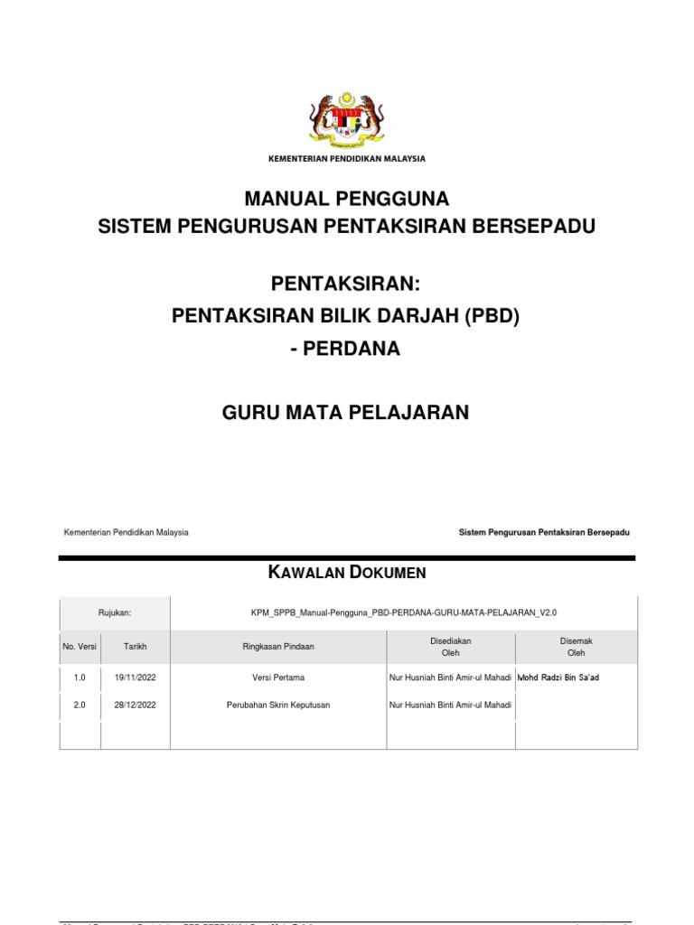 KPM SPPB Manual Pengguna PBD Perdana Guru Mata-Pelajaran v2 0 | PDF