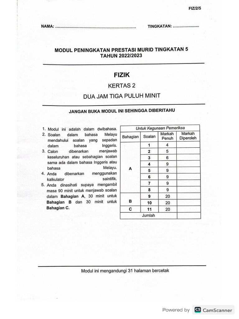 Trial Fizik K2 Kedah 2022 | PDF