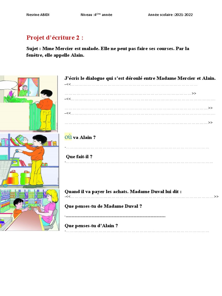 Projet D'écriture 4eme | PDF