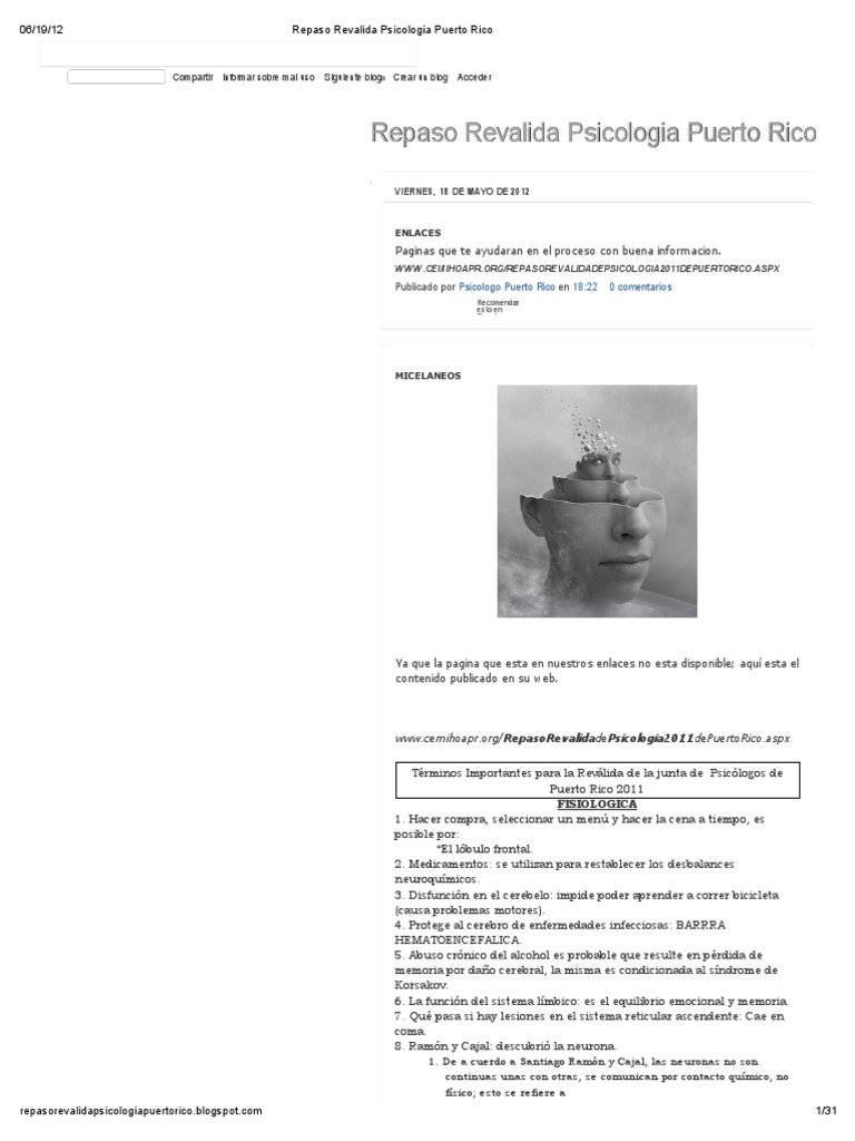 Repaso Revalida Psicologia Puerto Rico | PDF | Potencial de acción ...