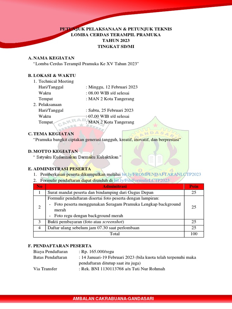 Juknis SD LCTP 2023 | PDF