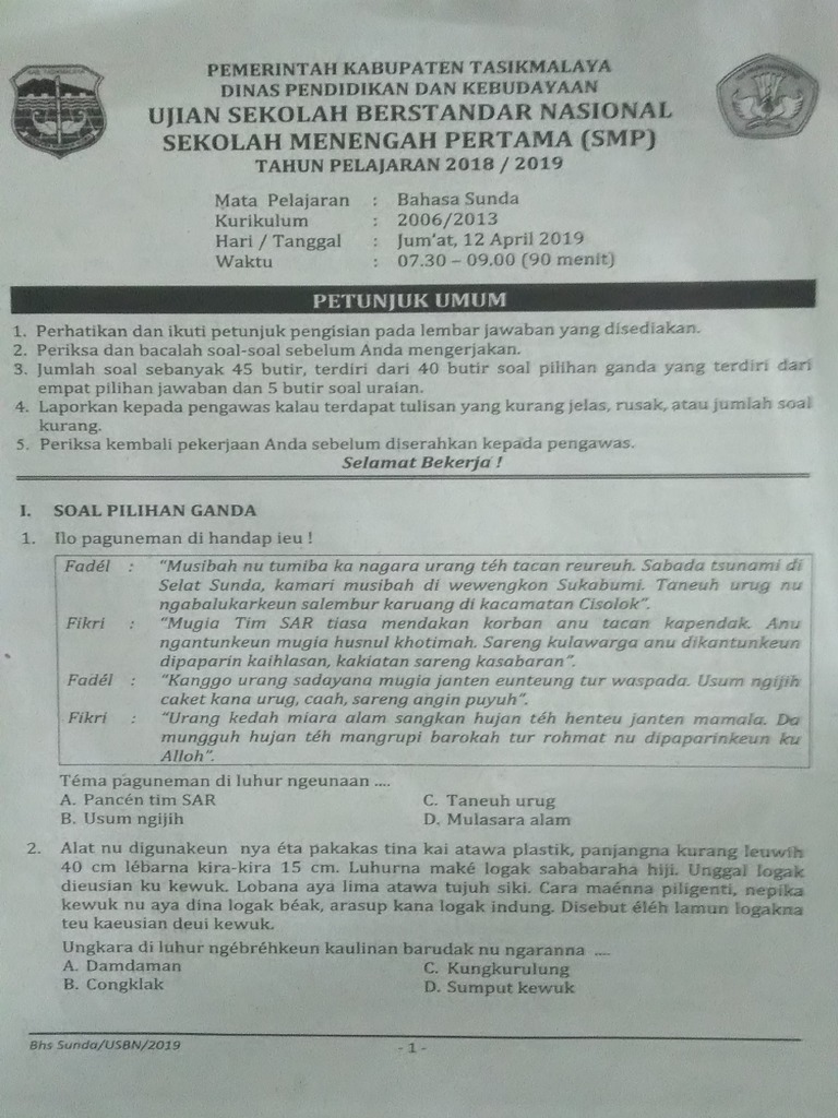 Soal Latihan USBK Kls 9 | PDF