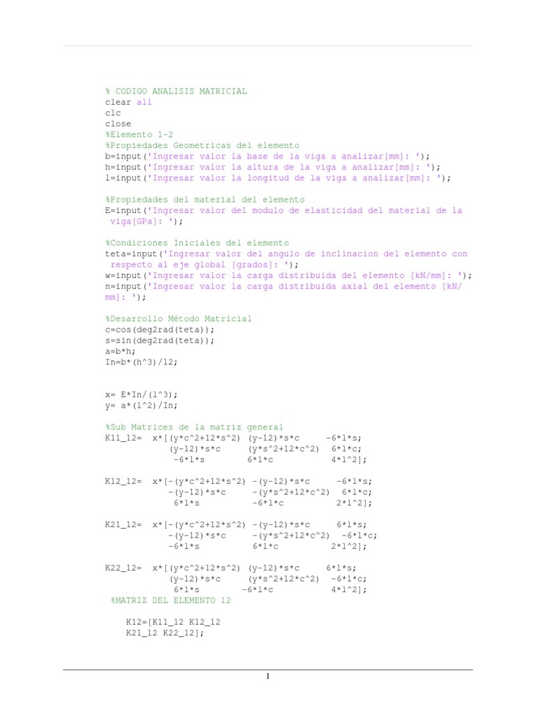 Codigo Matricial-MatLab | PDF | Matriz (Matemáticas) | Álgebra