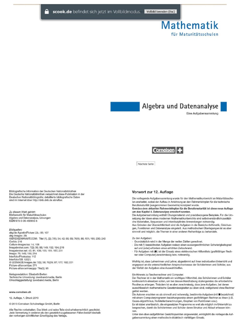 1 Algebra Und Datenanalyse (Eine Aufgabensammlung) Mathematik Für ...