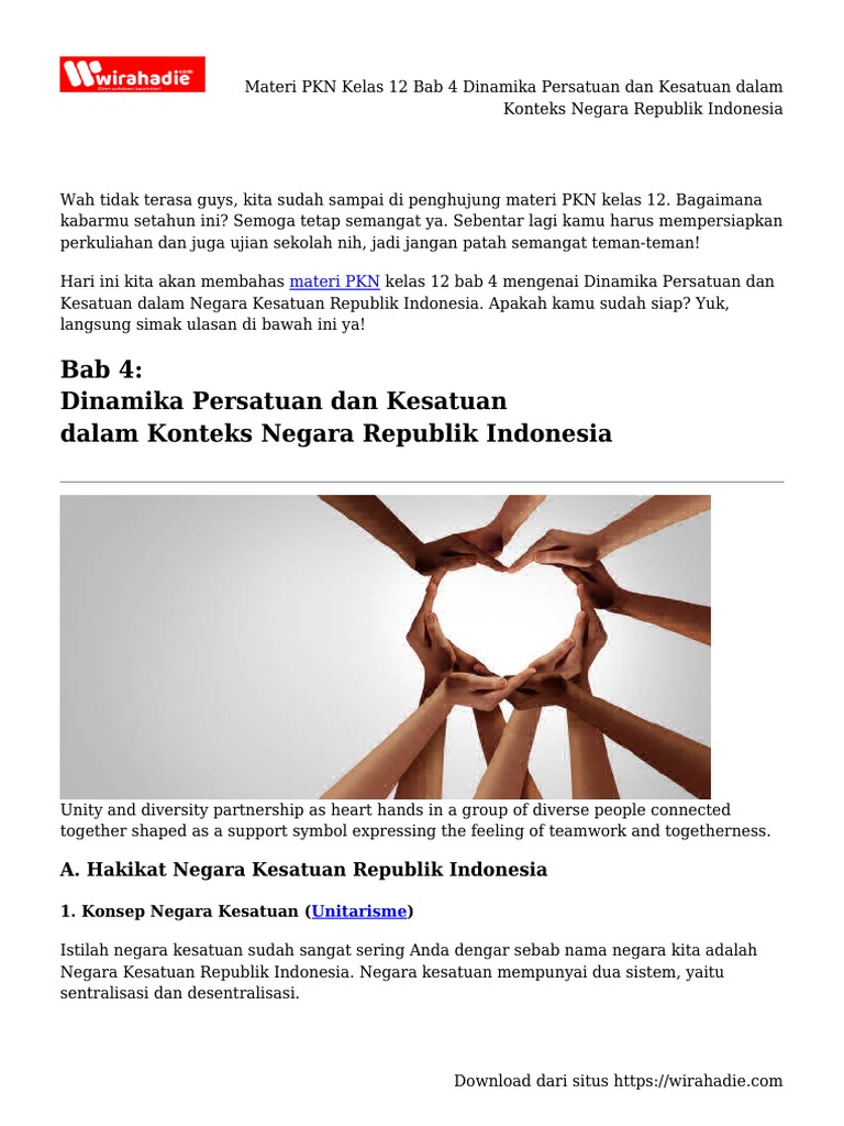 Materi PKN Kelas 12 Bab 4 Dinamika Persatuan Dan Kesatuan Dalam Konteks Negara Republik ...