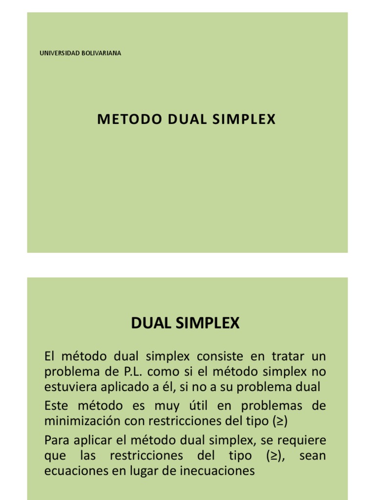 METODO DUAL SIMPLEX | PDF | Matemáticas Aplicadas | Informática teórica